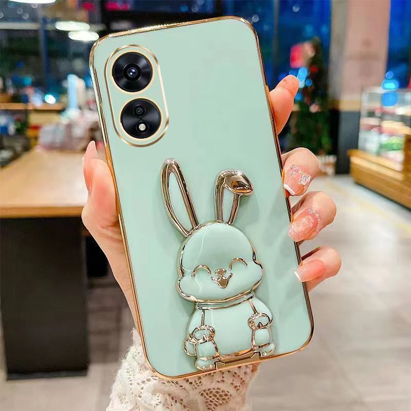 เคส Tpu ขอบตรง ขาตั้งกระต่าย สำหรับรุ่น Oppo A18 A38 A58 A78 A58 4g A98