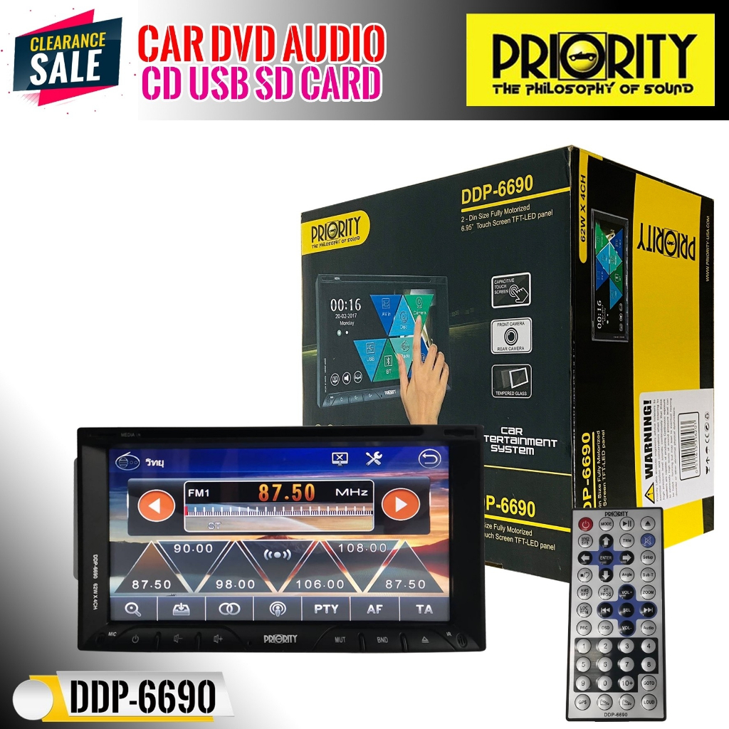 PRIORITY DVD-6690 เครื่องเสียงรถยนต์ จอ 2DIN มีบลูทูธ วิทยุติดรถยนต์ ต่อกล้องถอยได้หน้าจอ 6.95 ...
