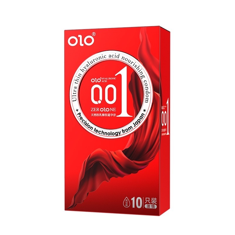 OLO 001 Condoms 50-52-54mm 10pcs ถุงยางอนามัย ถุงยาง (10ชิ้น/1กล่อง) แบบบาง บาง 0.01 มิล ...