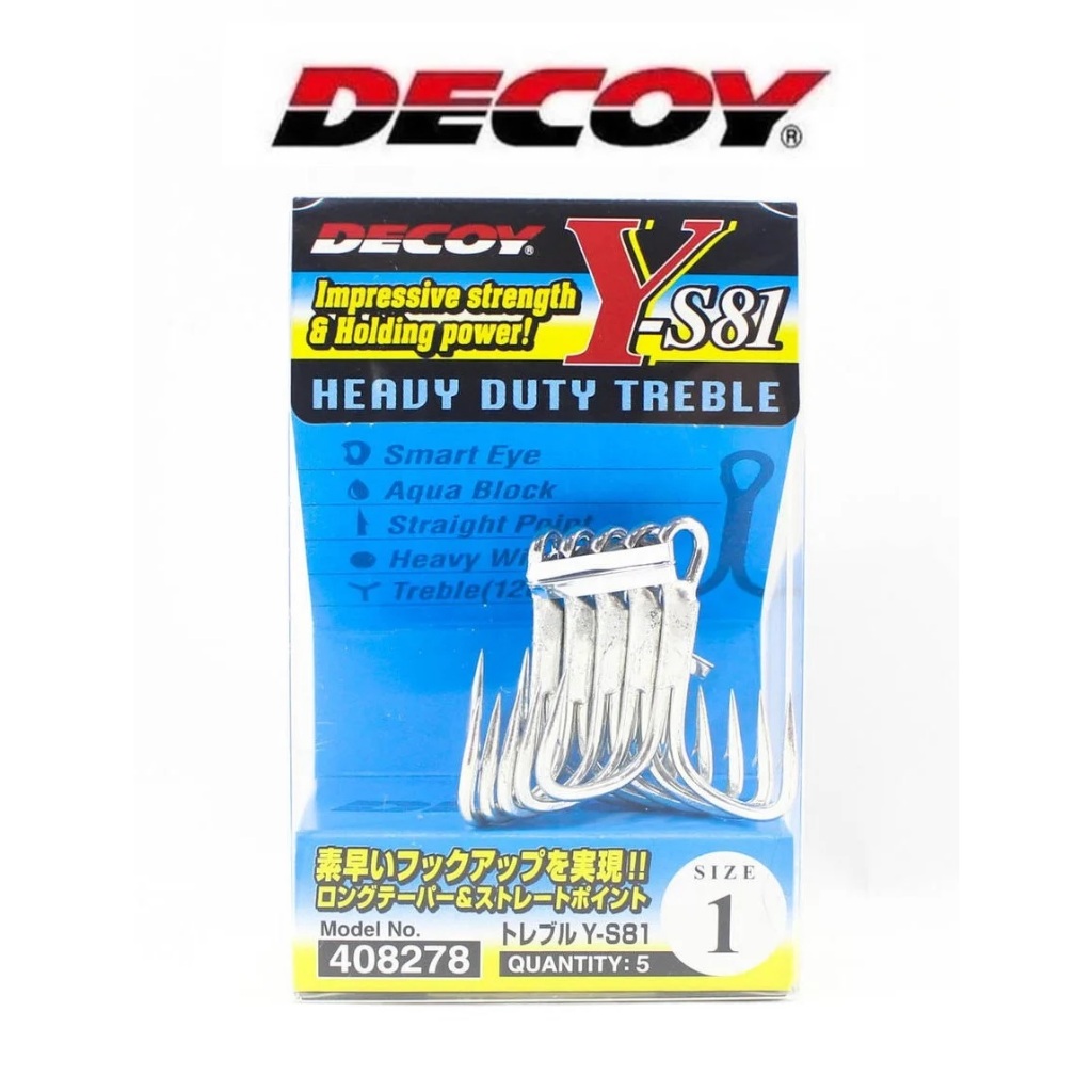 DECOY Y-S81 TREBLE *** ตัวเบ็ดสามทาง ปลายตรง ทรงยอดนิยม JAPAN 100% *** | Shopee Thailand