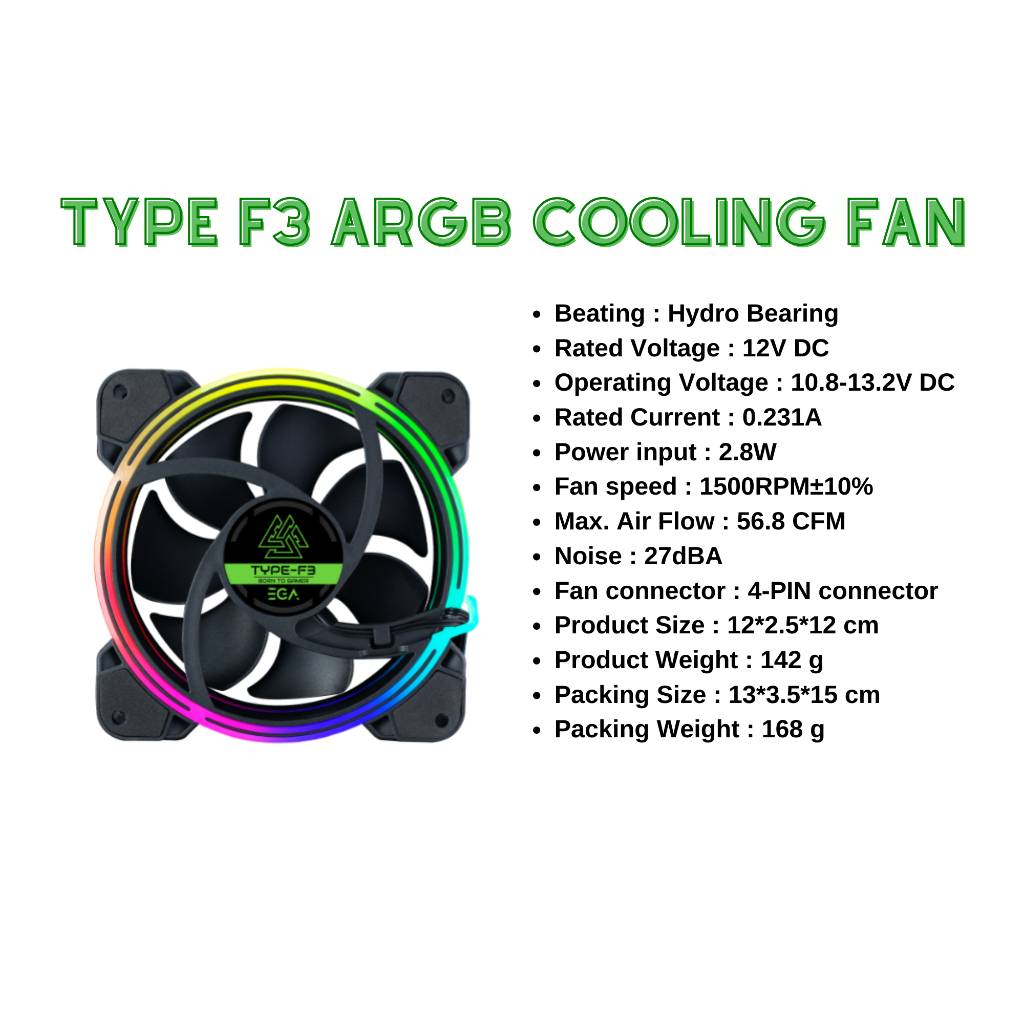 [ประกัน 1ปี] EGA Cooling Fan Type F1/F2/F3 พัดลมระบายความร้อน ...