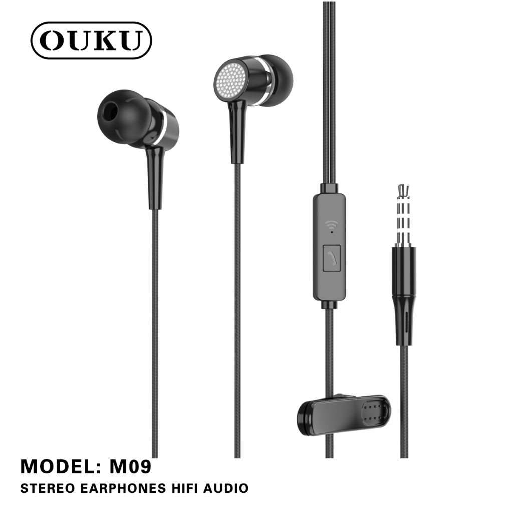 OUKU M09 หูฟัง Stereo Earphones Hifi Audio แบบมีสาย เสียงชัด เสียงดัง คุณภาพดี สินค้ามีพร้อมส่ง ...