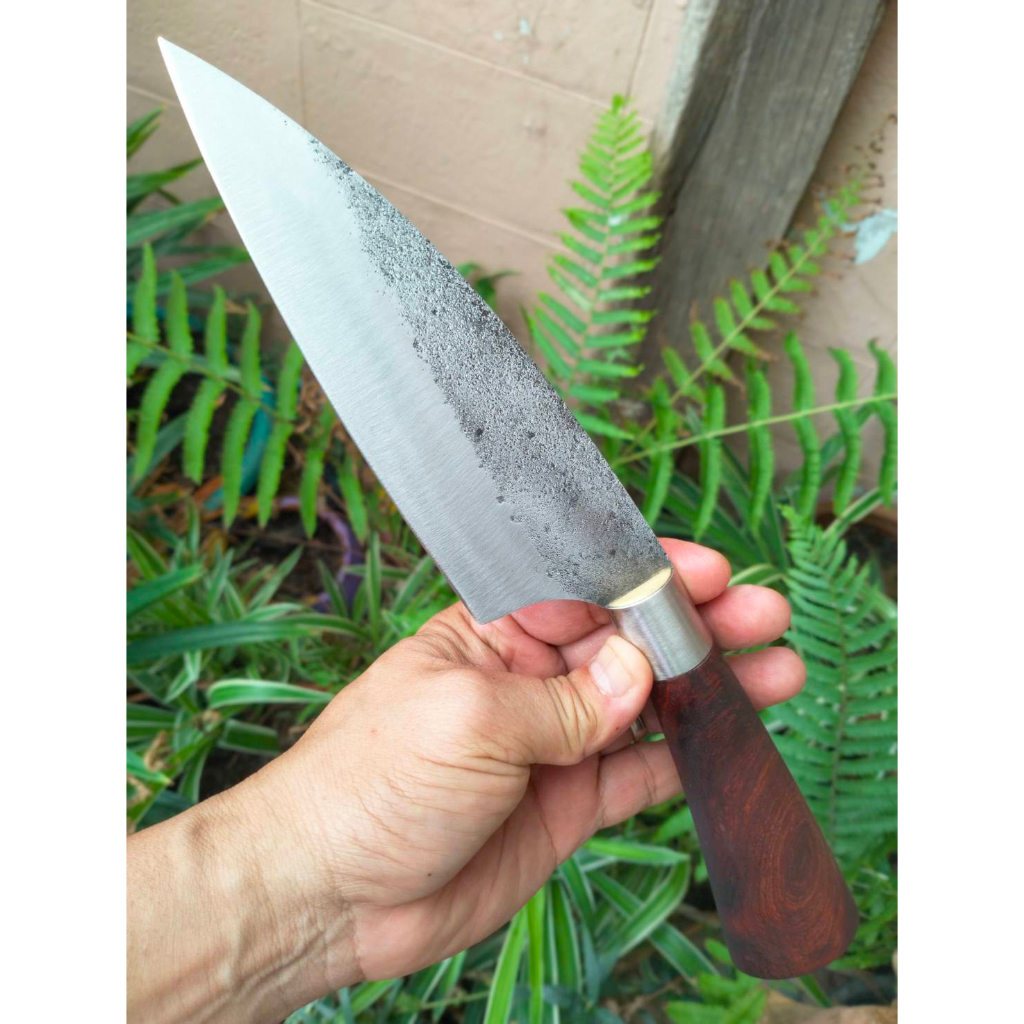 มีดเชฟ Chef knife มีดแล่ มีดทำครัว มีดเหน็บ E-Nep มีดเดินป่า มีดแคมป์ ใบ 6.6” SUP9 ผิวไฟ ด้ามไม้ ...