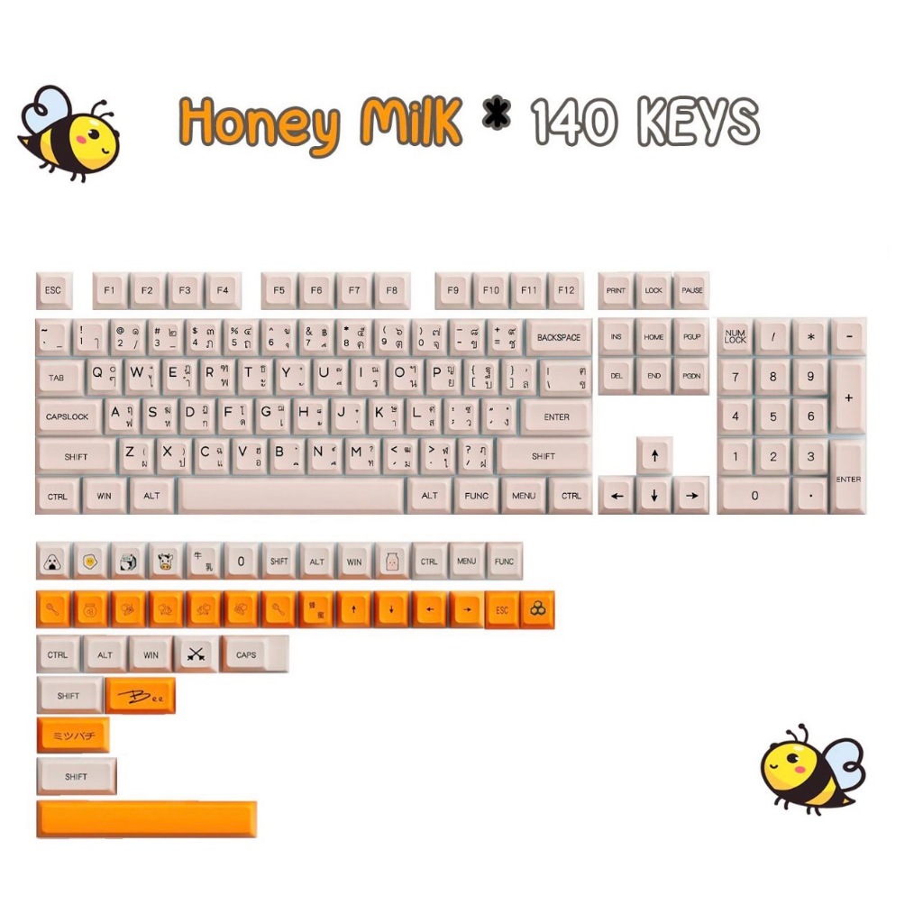 คีย์แคป KeyCaps XDA PBT Dye-subbed สำหรับ Mechanical Keyboard 140/124 ...