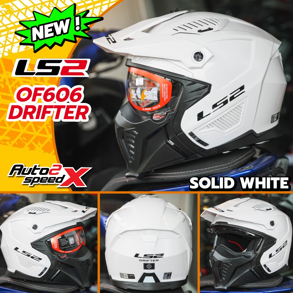 แถมฟรีแว่นดำ LS2 OF606 DRIFTER 2023 ใหม่ล่าสุด ECE 22.06 หมวกกันน็อค ...