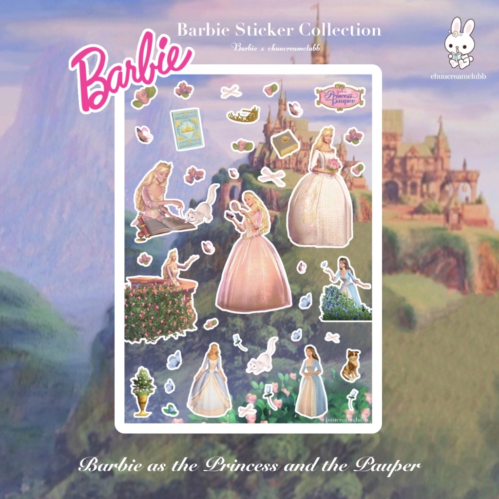 Barbie Sticker Collection สติ๊กเกอร์บาร์บี้ (barbie as the princess and ...