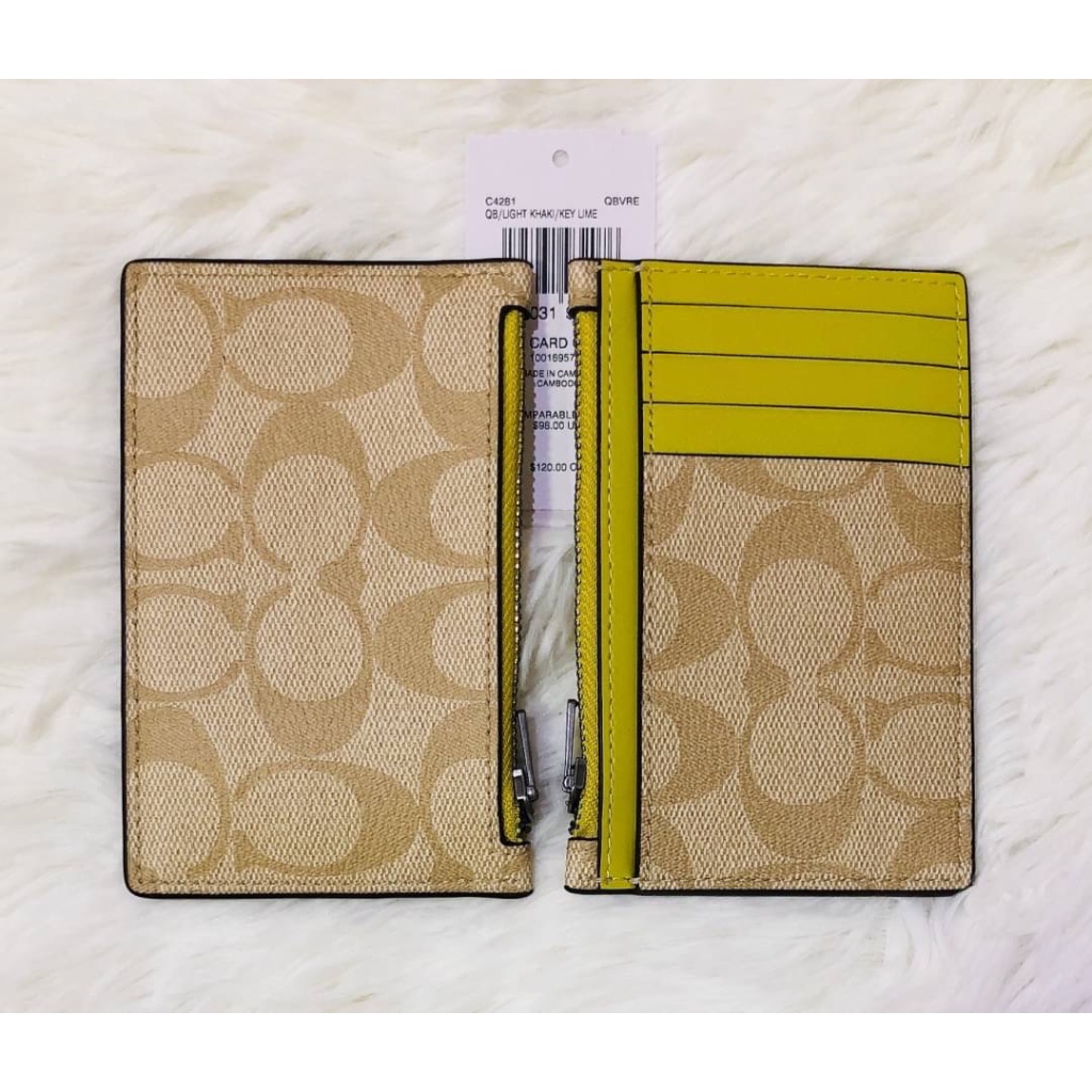 COACH ZIP CARD CASE IN SIGNATURE CANVAS กระเป๋าใส่บัตร หรือ กระเป๋าใส่ ...