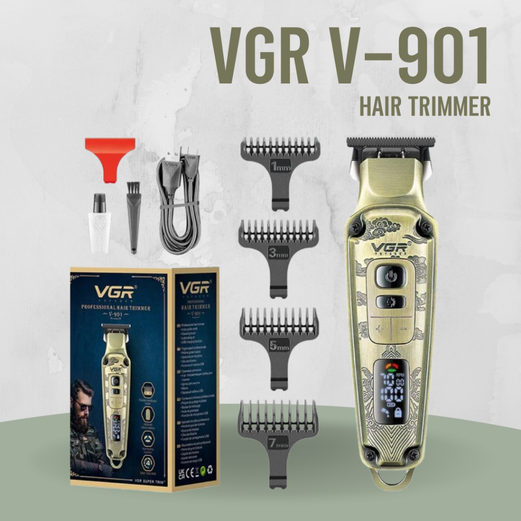 ใหม่ล่าสุด VGR-901 ปัตตาเลี่ยนไร้สาย ดีไซน์คลาสสิค ตัว Trimmer กันจอน แกะลาย โกนหนวด | Shopee ...