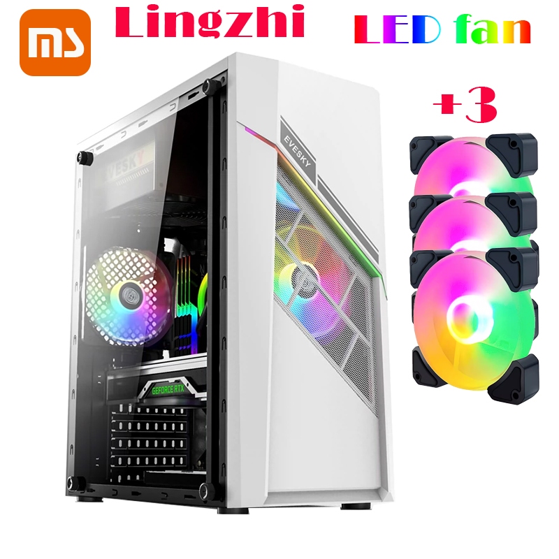 EVESKY Ling to Desktop Electric Case กรณีคอมพิวเตอร์ DIY Side Penetration เกม Water Cooling ATX ...