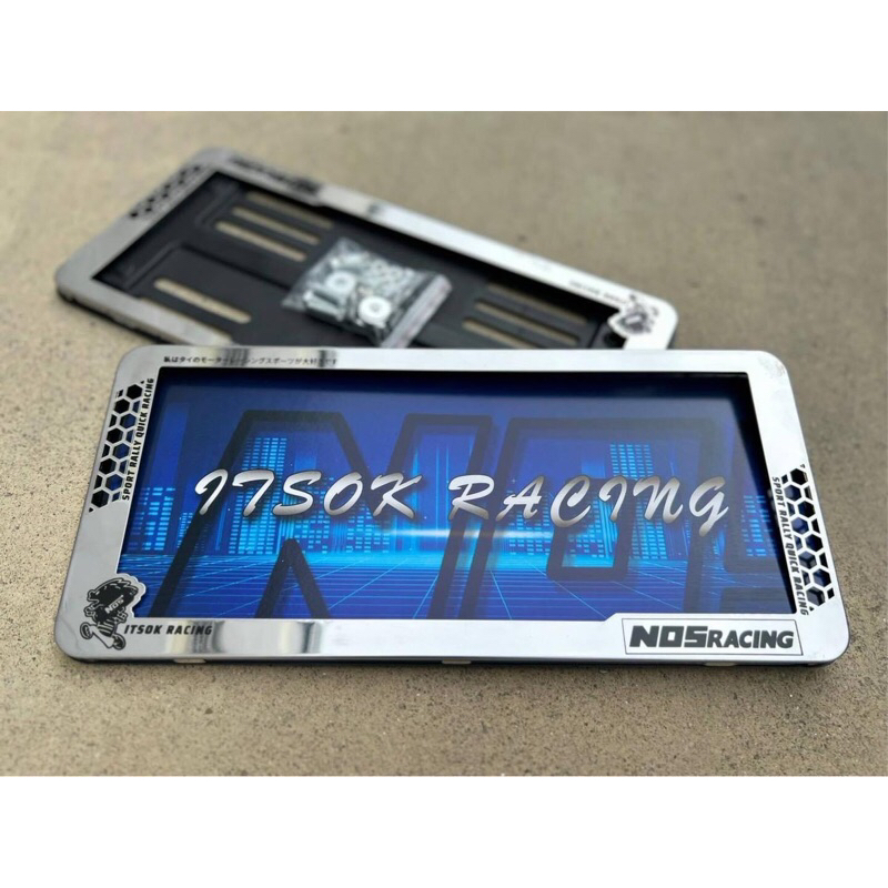 กรอบป้ายทะเบียนรถยนต์ Nos racing แบบใหม่ 1 ชุดมี 2 แผ่น หน้า-หลัง ...