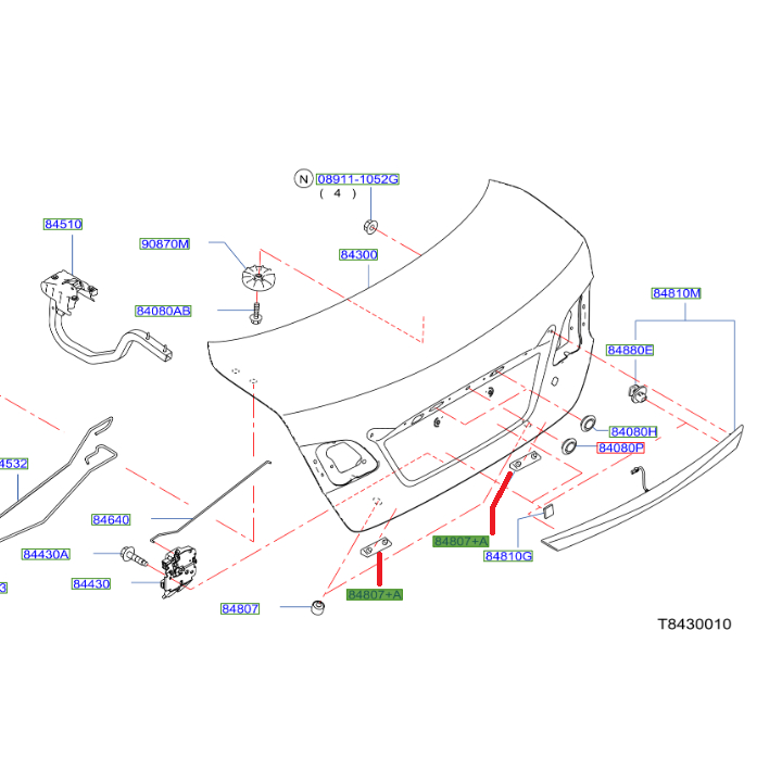 ยางกันกระแทกฝากระโปรงหลัง NISSAN SYLPHY B17 84840-3SB0A (เป็นอะไหล่แท้ ...