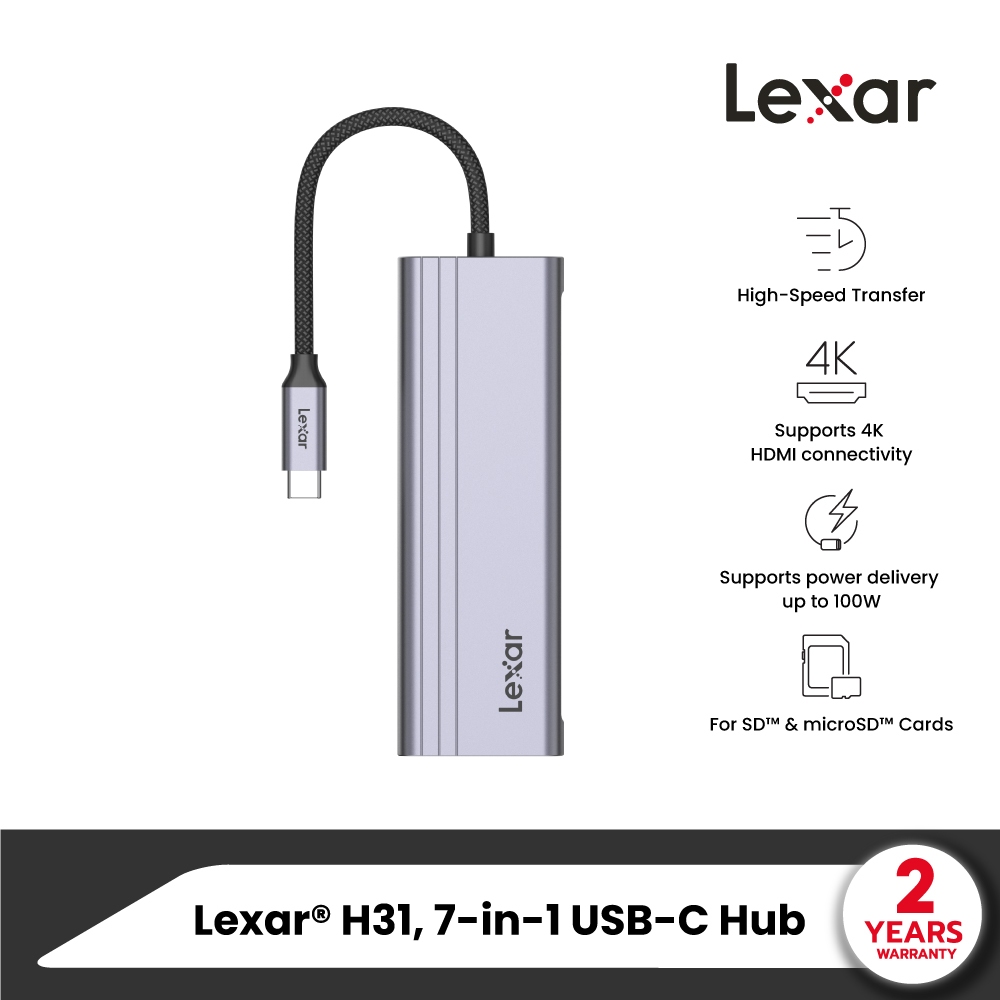 Lexar 7-in-1 Type-C, SD/MicroSD Card, PD USB-C, HDMI, USB HUB 3xUSB-A ...