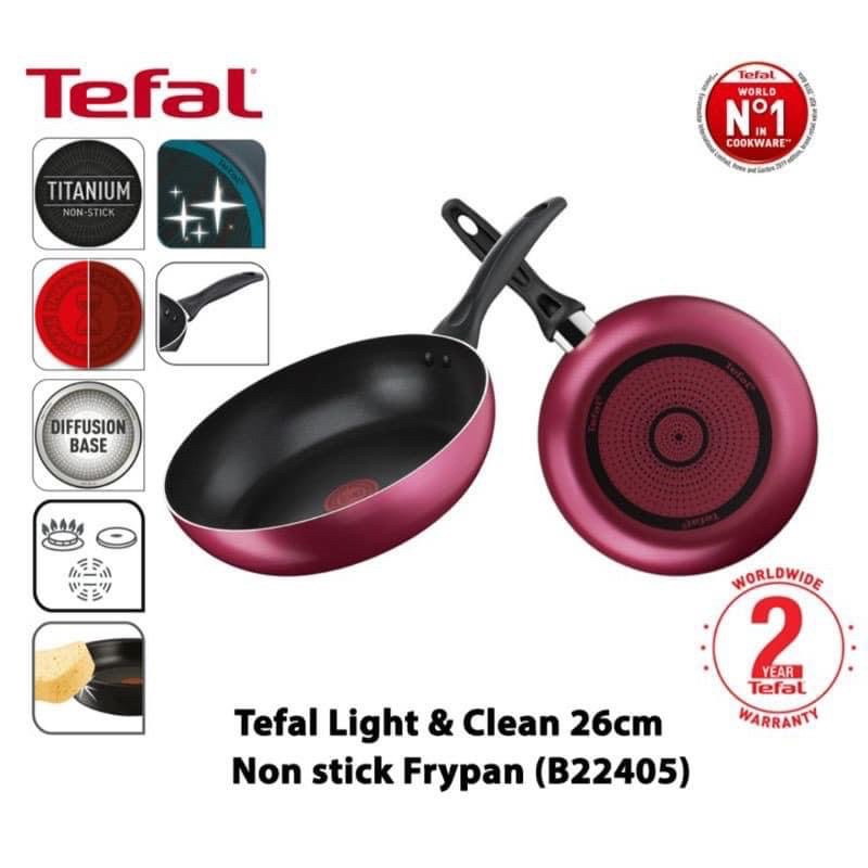 TEFAL LIGHT&CLEAN Frypan 100% EASY TO CLEAN กระทะทรงแบน Tefal 26 ซม. ...