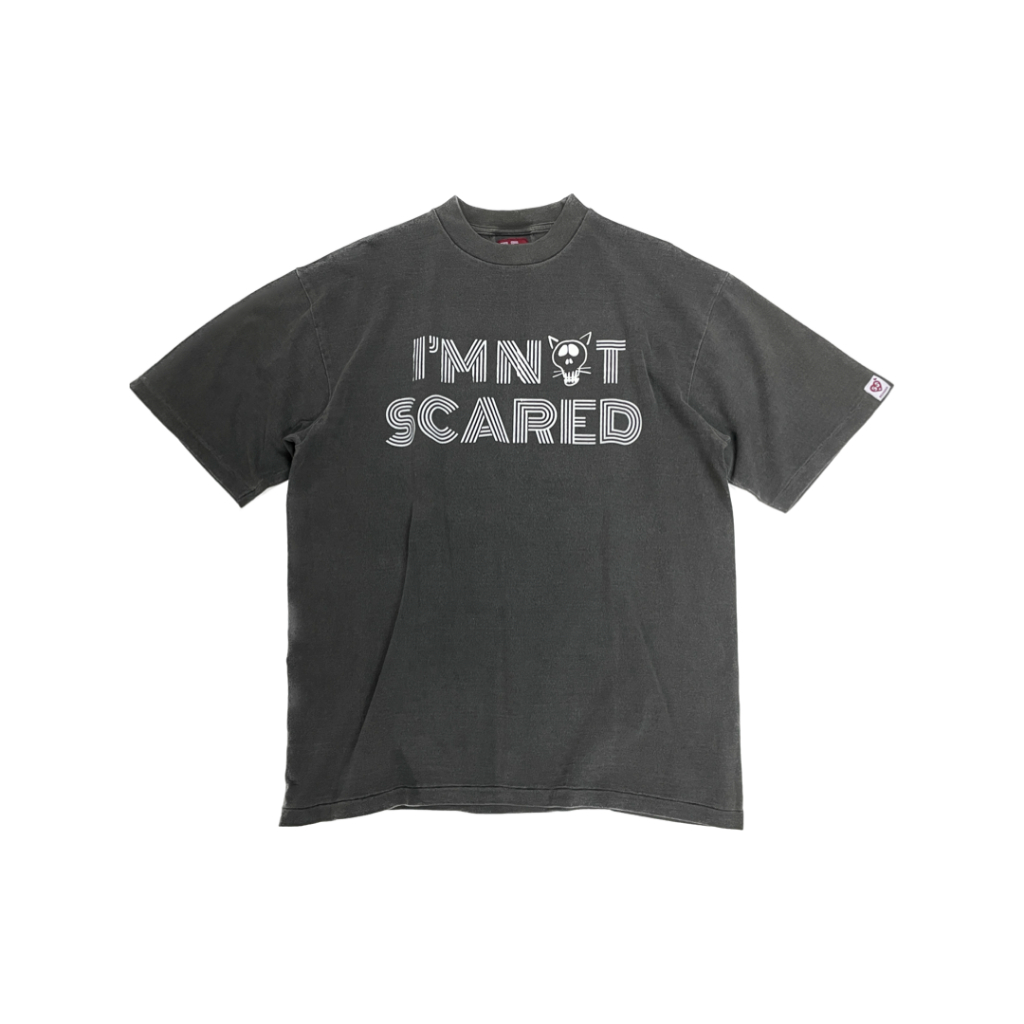 [ SOLD OUT!! ] "Im not SCARED" เสื้อยืด ผ้าฟอกดำเฟด เทาเฟด คอฟิต กึ่งโอ ...
