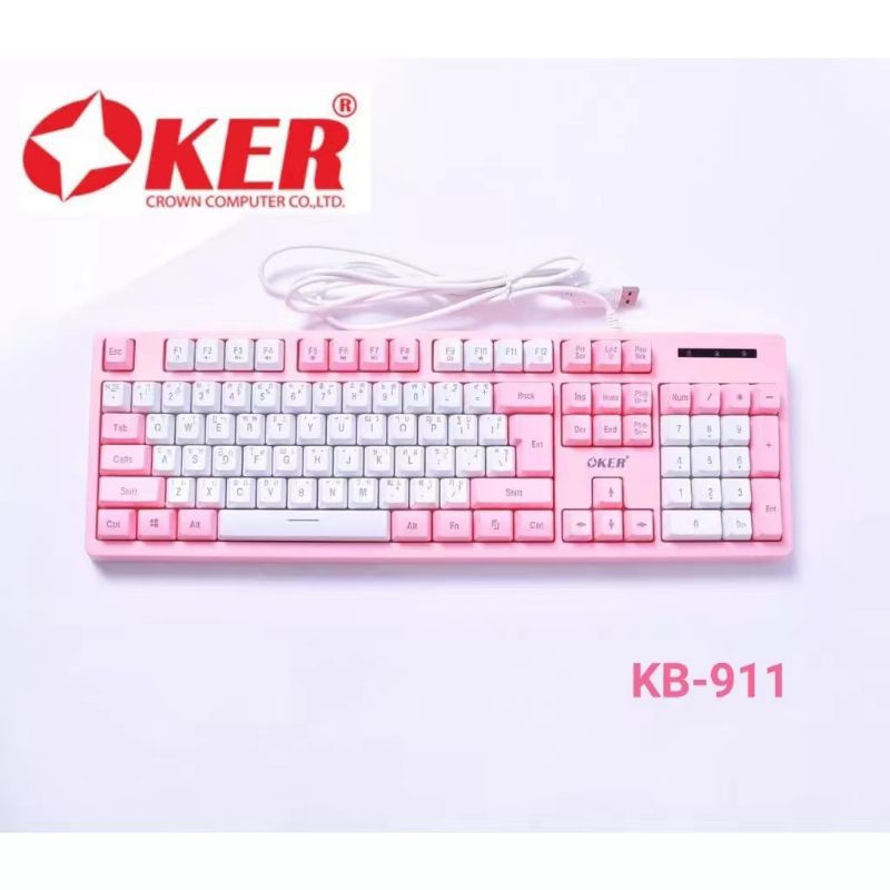 OKER ROSE PINK Gaming Keyboard RGB คีย์บอร์ดสีชมพู สวยๆ OKER KB-911 ...