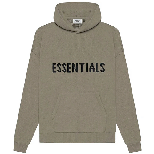 ESSENTIALS FRONT LOGO HOODIE KNIT (TAUPE) | Shopee Thailand