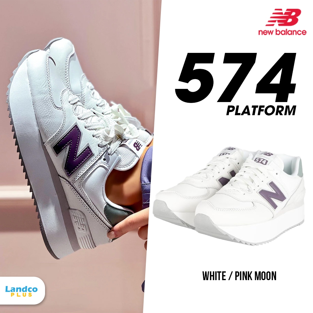 New Balance รองเท้าผ้าใบ รองเท้าแฟชั่น NB W 574 White Pink Moon ...
