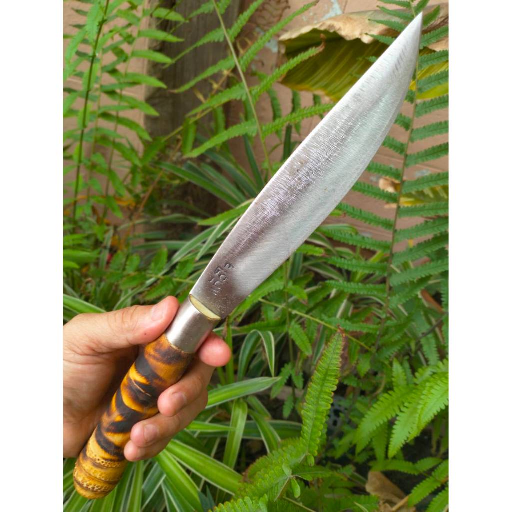 มีดเหน็บ (E-Nep) อีเหน็บ มีดพก มีดเดินป่า มีดแคมป์ ใบ 6.7” SUP9 ตีร้อนชุบแข็ง ผิวขัด ด้ามเหง้า ...