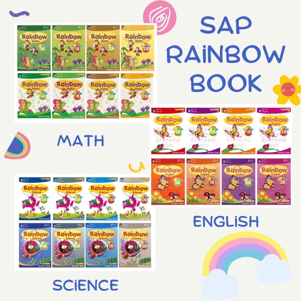 แบบฝึกหัด SAP Rainbow book แบ่งวิชา ชุดละ 8 เล่ม Matg English Science ...