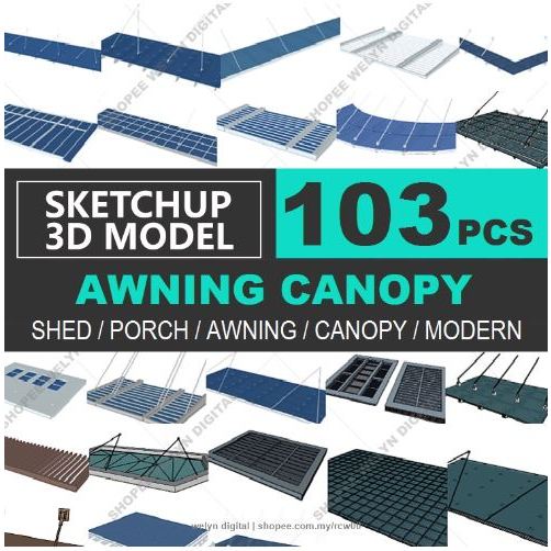 SketchUp | 3D Model 2021 Shed / Awning Canopy Set 62 for home interior ...