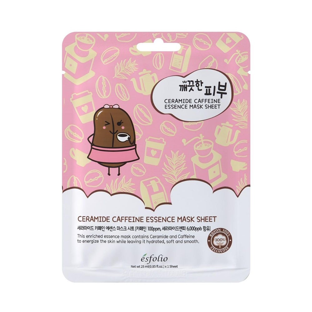 ESFOLIO เอสโฟลิโอ แผ่นมาส์กหน้า สูตรสารสกัดจากเซราไมด์ คาเฟอีน Pure ...