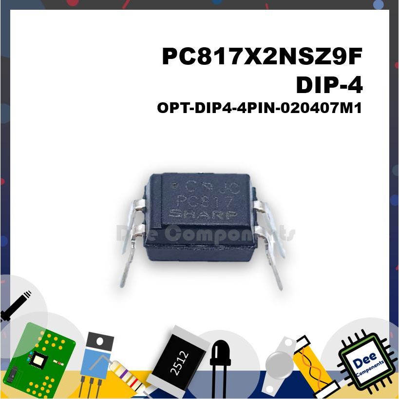 SHARP PC817X2NSZ9F 1-Channel Optocoupler Transistor Output CTR 50%-600% DIP-4 OPT-DIP4-4 PIN ...