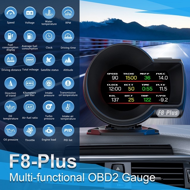 OBD2 สมาร์ทเกจ Smart Gauge Digital Meter/Display F8 Plus Pro + GPS ของแท้ต้องเป็นเมนูภาษาไทย ...