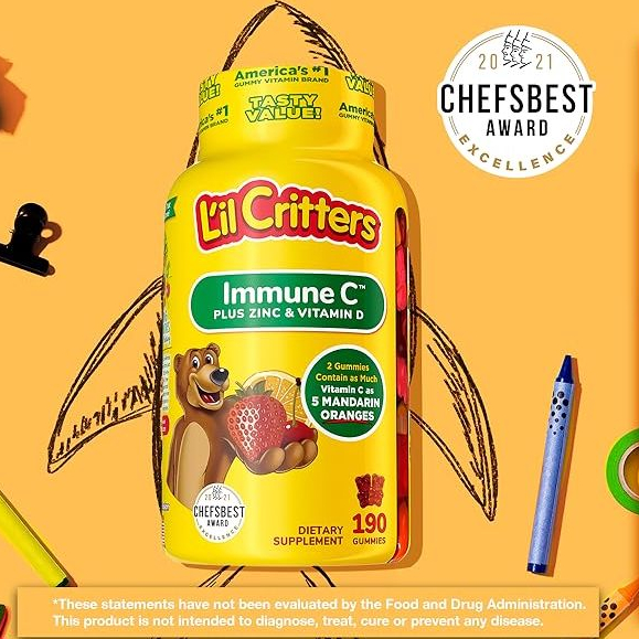 L'il Critters, Immune C Plus Zinc & Vitamin D, 60 Gummies, 190 Gummies ...