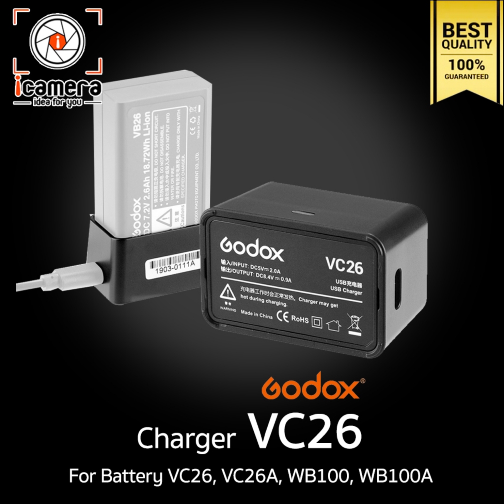 Godox Charger VC26 For Battery VB26, VB26A, WB100, WB100A สำหรับแฟลช V1 ...