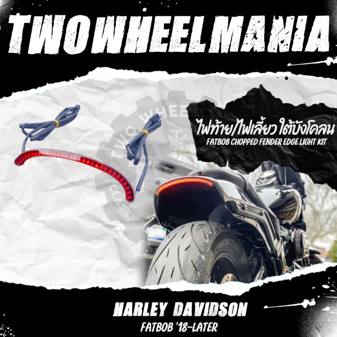 ไฟท้าย/ไฟเลี้ยว LED ใต้บังโคลน : FatBob Chopped Fender Edge Light Kit ...