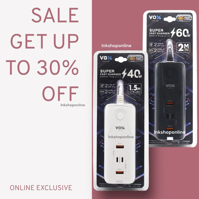 ปลั๊กไฟ Vox Mobile Plug ปลั๊กตัวแปลง SUPER FAST CHARGER รุ่น P-60 60W ...