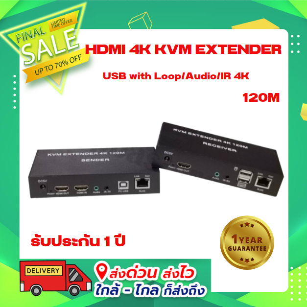 HDMI 4K KVM EXTENDER + USB with Loop/Audio/IR 4K 120M TX/RX | Shopee ...