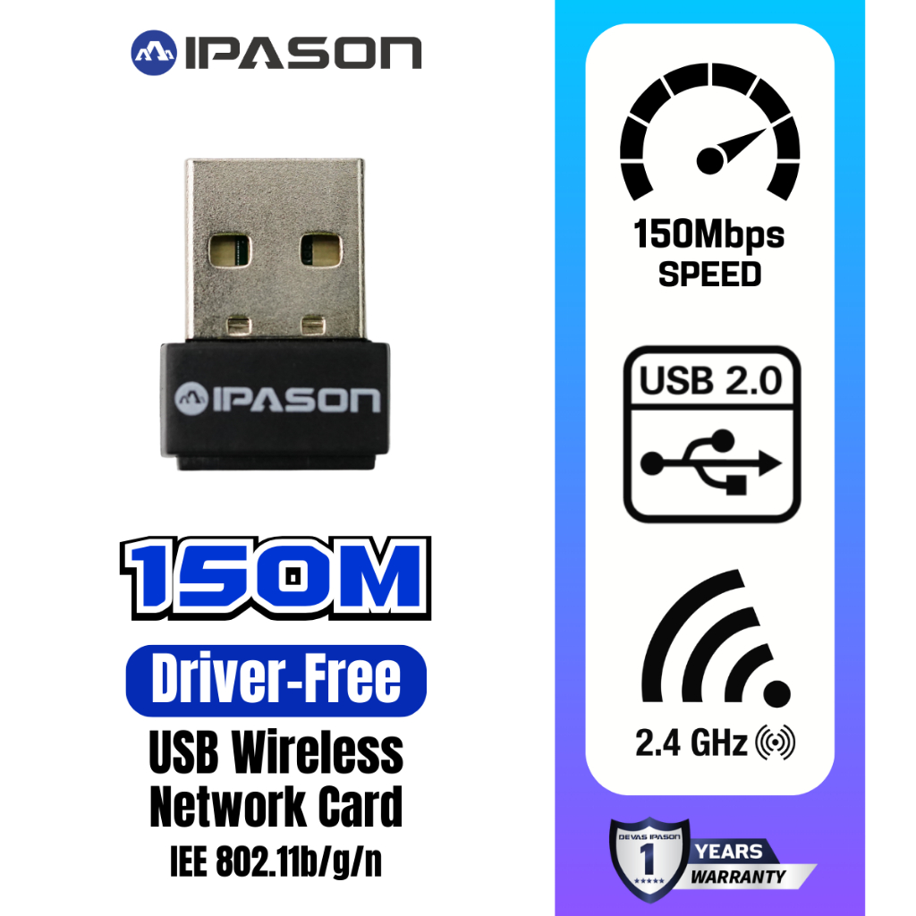 IPASON 150M WIFI driver-free USB Adapter wireless network card ไวไฟ ...