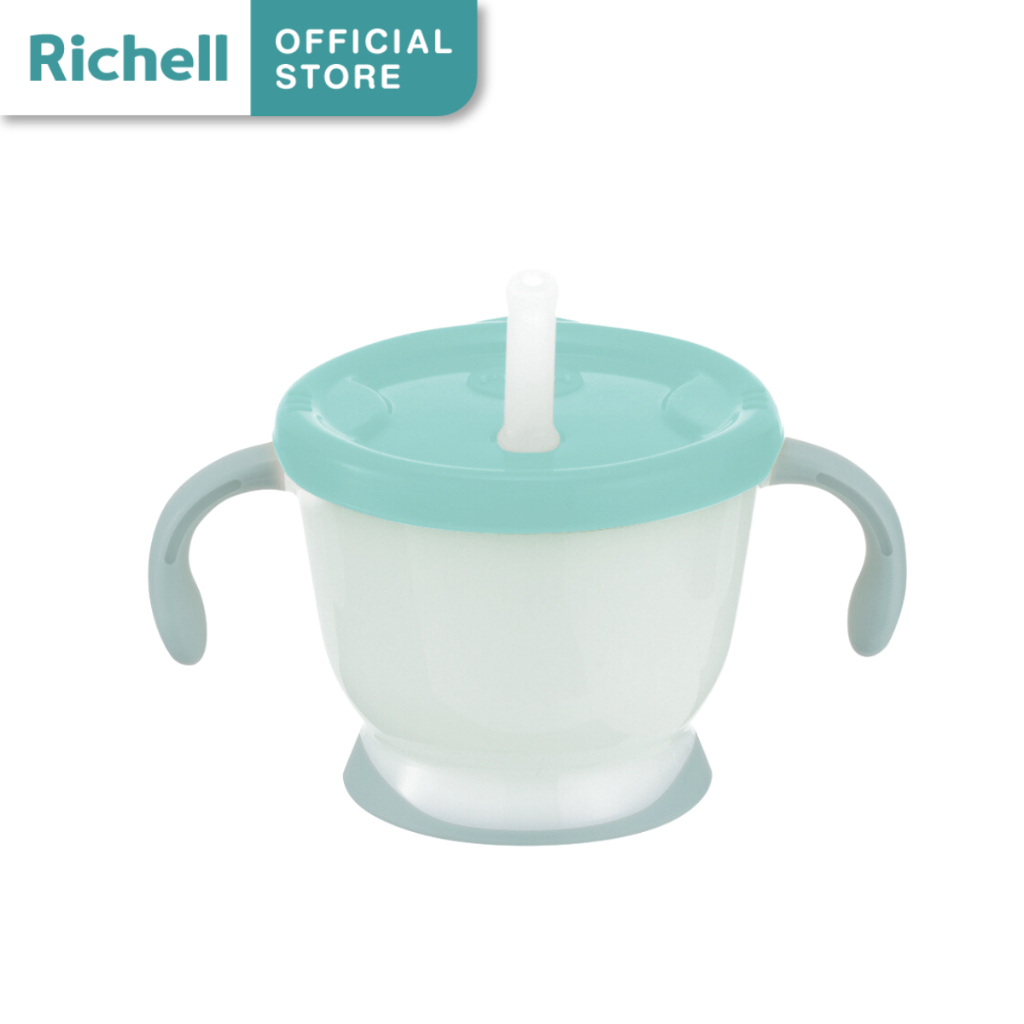 Richell (ริเชล) ถ้วยฝึกดูดสีใหม่ GREEN !! มีปุ่มกดน้ำ สำหรับเด็กฝึกดูดหลอด หลอดกันสำลัก รุ่น ...