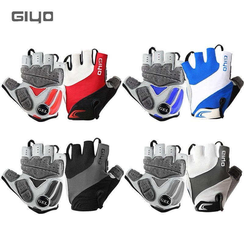 Giyo ถุงมือปั่นจักรยาน ถุงมือตกปลา แบบครึ่งนิ้ว ลดแรงกระแทก พร้อมเจล ...