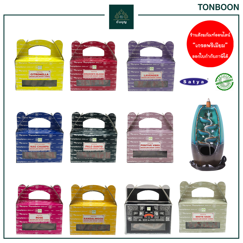 TONBOON - Satya Backflow Incense Cones from India 10 Scents : Nag ...