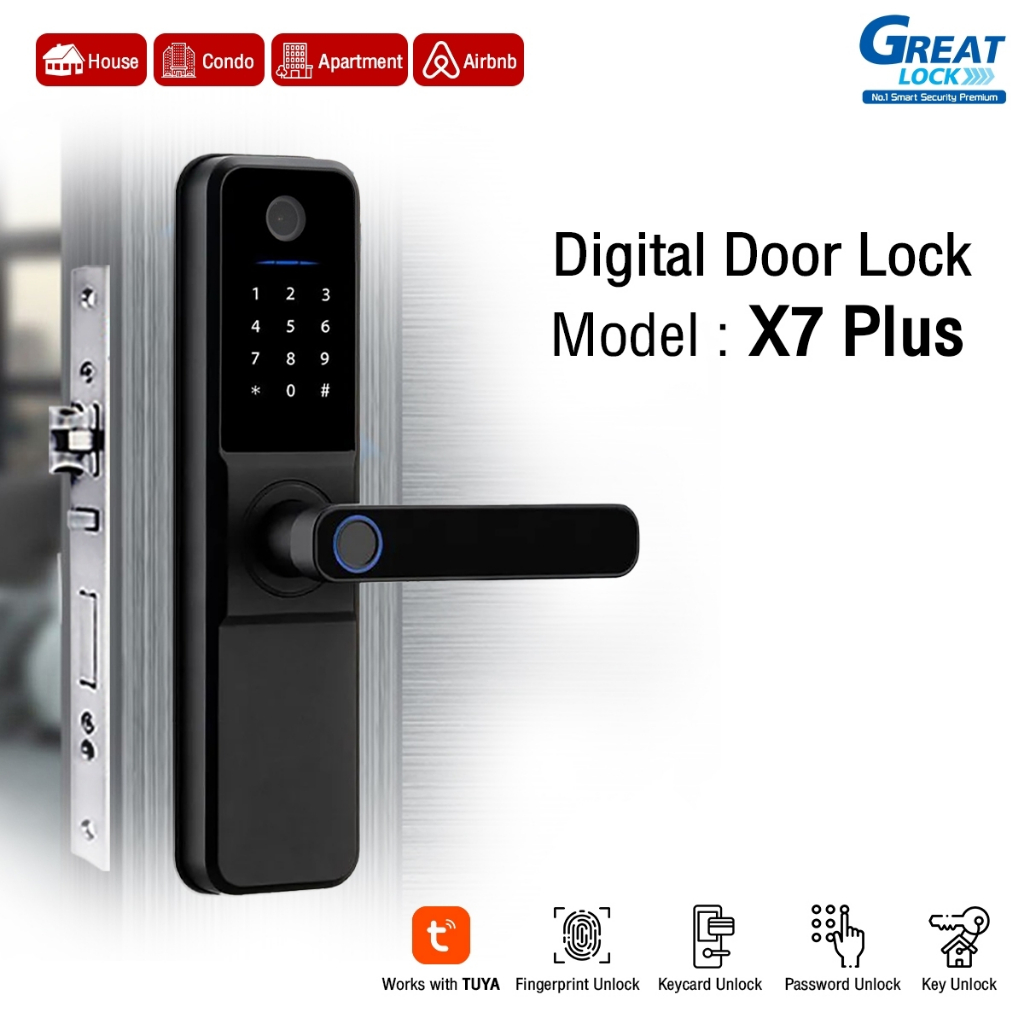 กลอนประตูดิจิตอล Digital Lock รุ่น X7 Plus (สแกนนิ้วมือ + แอปพลิเคชัน ...