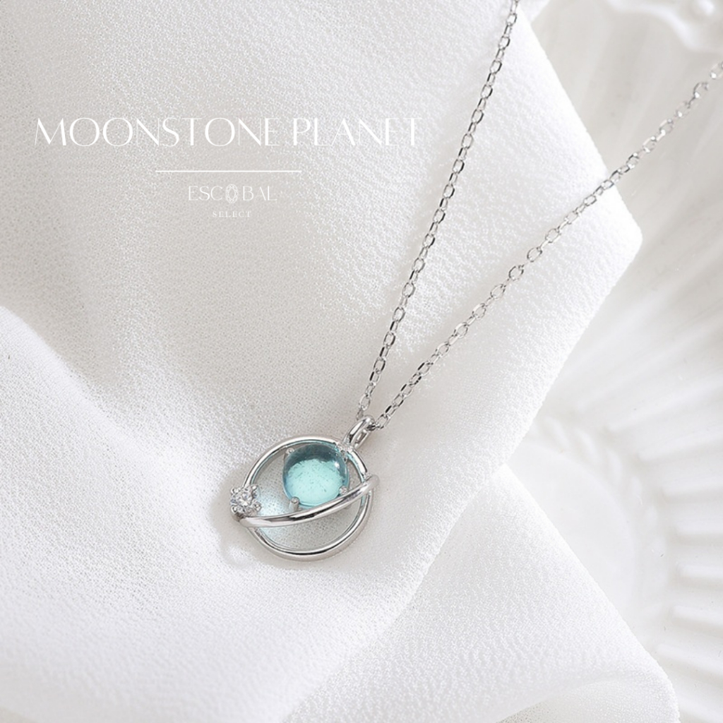 ESCOBAL สร้อยคอเงิน สร้อยเงินแท้ Moonstone Planetสร้อยเปลี่ยนสี สร้อยคอจี้ สร้อยเพชร แหวนนำโชค ...