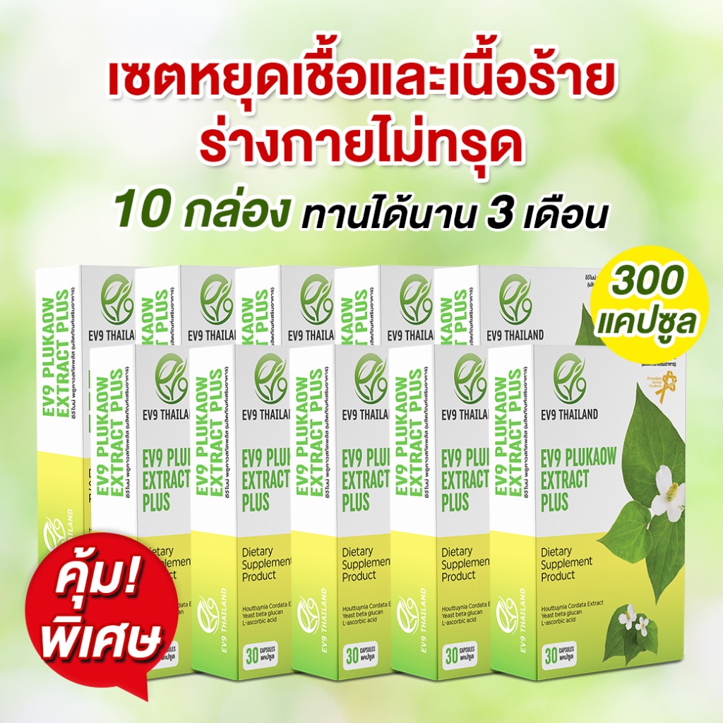 ทานต่อเนื่อง คุ้มสุด! พลูคาวสกัด 10 กล่อง EV9 Plukaow Extract Plus ...