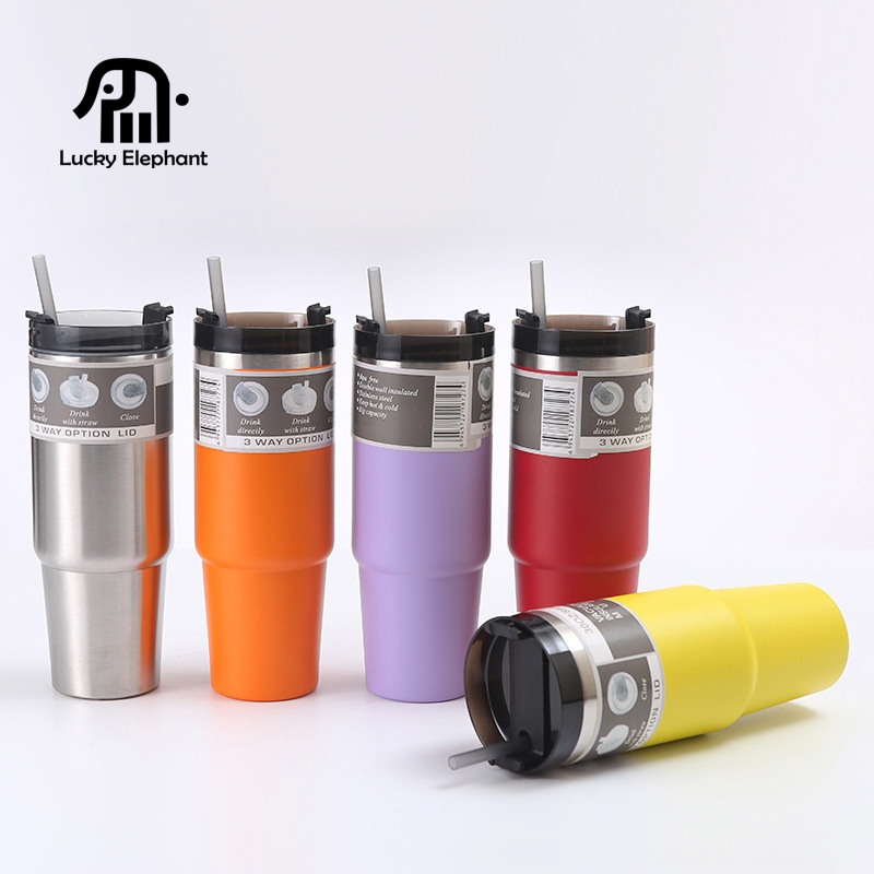 LuckyE แก้วเก็บความเย็น ความจุ 890 ml. สแตนเลสแท้304 แก้วเก็บอุณหภูมิ แก้วสแตนเลส | Shopee Thailand