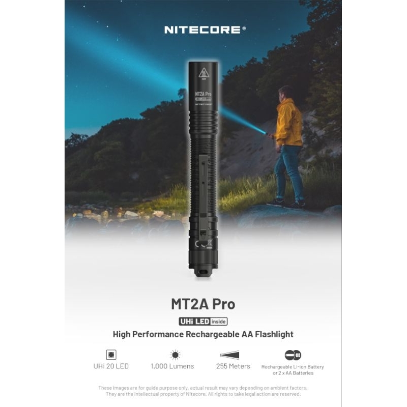 ไฟฉาย Nitecore MT2A Pro 1000 Lumen LED EDC Rechargeable Flashlight, Use ...