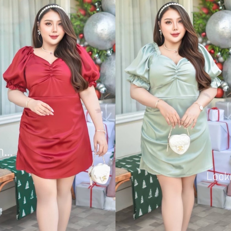 LK เดรสสาวอวบ เดรสคอเหลี่ยม Bigsize Plussize XXL ชุดออกงาน ชุดราตรี ผ้าซาร่า | Shopee Thailand