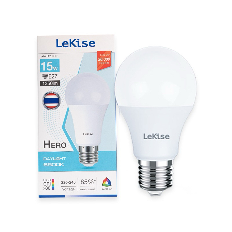 หลอดไฟ LED LEKISE bulb 5W , 15W ขั้ว E27 แสงขาว daylight 6500K | Shopee Thailand