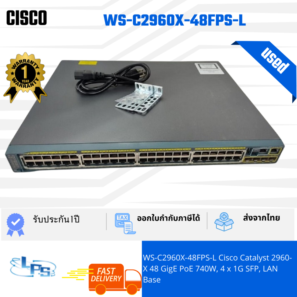 WS-C2960X-48FPS-L Cisco Catalyst 2960-X 48 GigE PoE 740W, 4 x 1G SFP ...