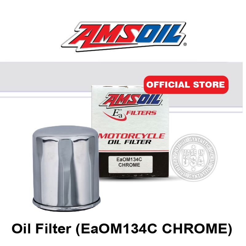 (A-FTEAOM134C) AMSOIL Oil Filter EAOM134C สำหรับ Harley (Chrome ...