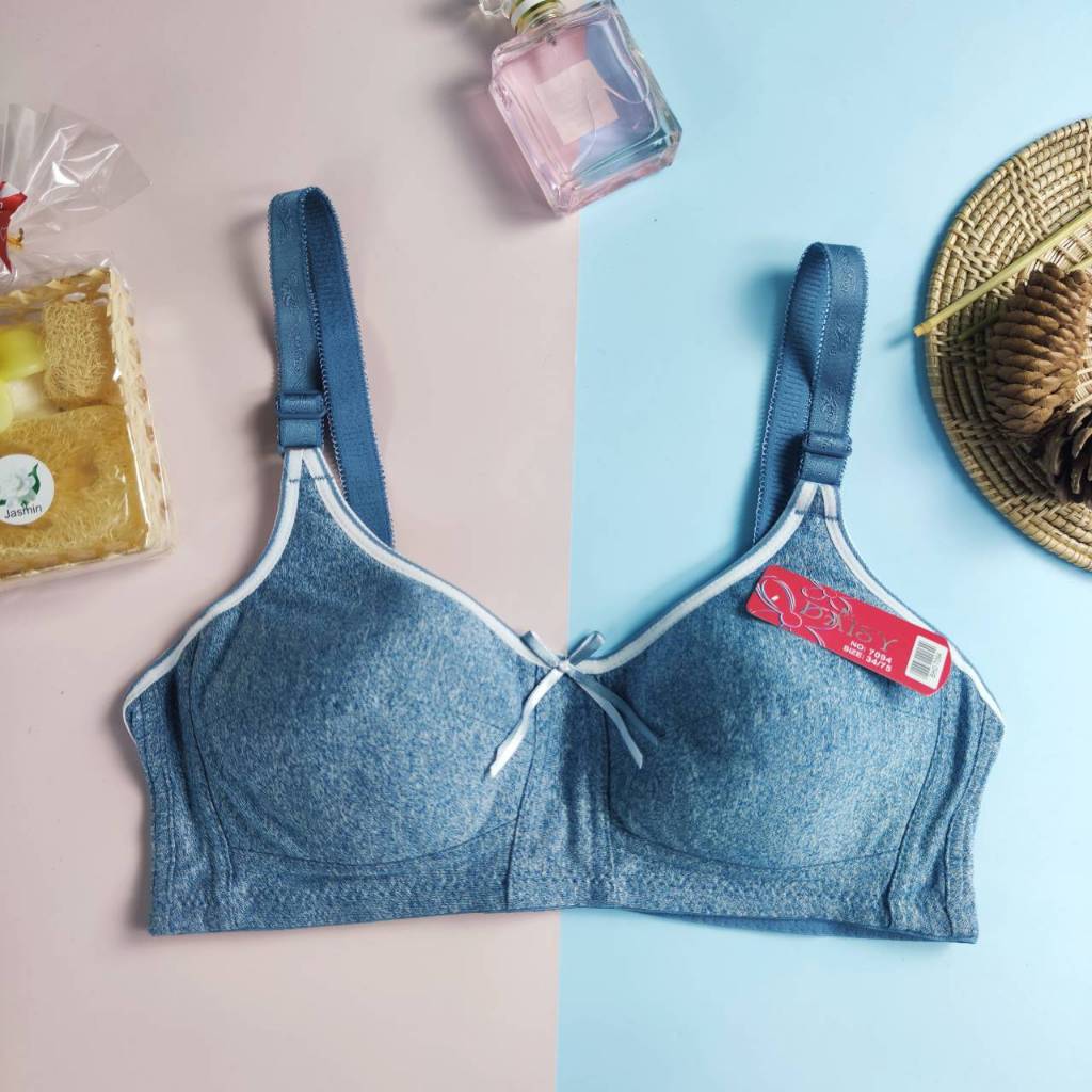 เสื้อชั้นในผู้หญิงไร้โครง (W013) (คัพบี) เสื้อในคนแก่ ไม่มีฟองน้ำ ไม่กด ...