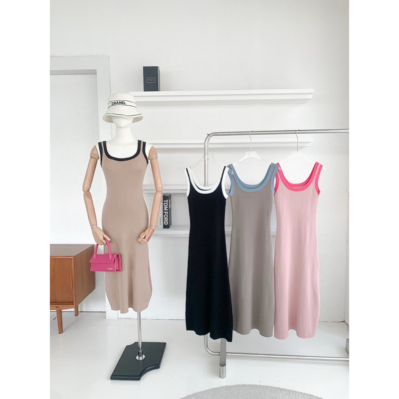 Wendystore182(Dashing dress)เดรสทูโทนไหมพรมดีไซน์กุ้นขอบ | Shopee Thailand