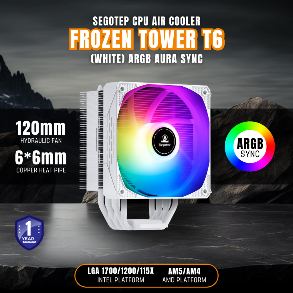 SEGOTEP CPU AIR COOLER (ระบบระบายความร้อนด้วยอากาศ) FROZEN TOWER T6 ...