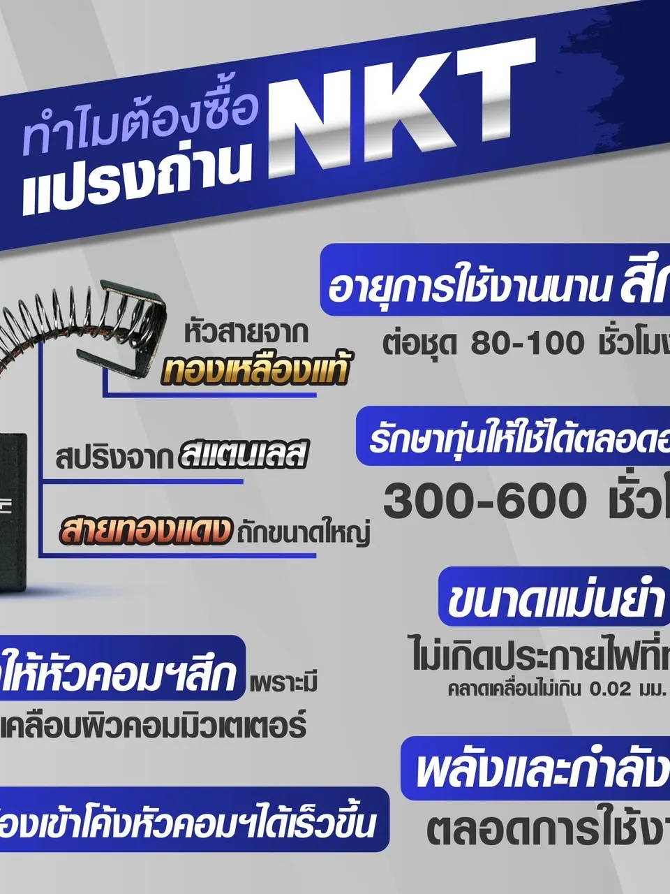 แปรงถ่าน NKT Bosch F-40B,GBH10 DC,GNA 2.0,GWS7-100 แปรงถ่านไฟฟ้า เครื่องมือช่าง อุปกรณ์ไฟฟ้า ...