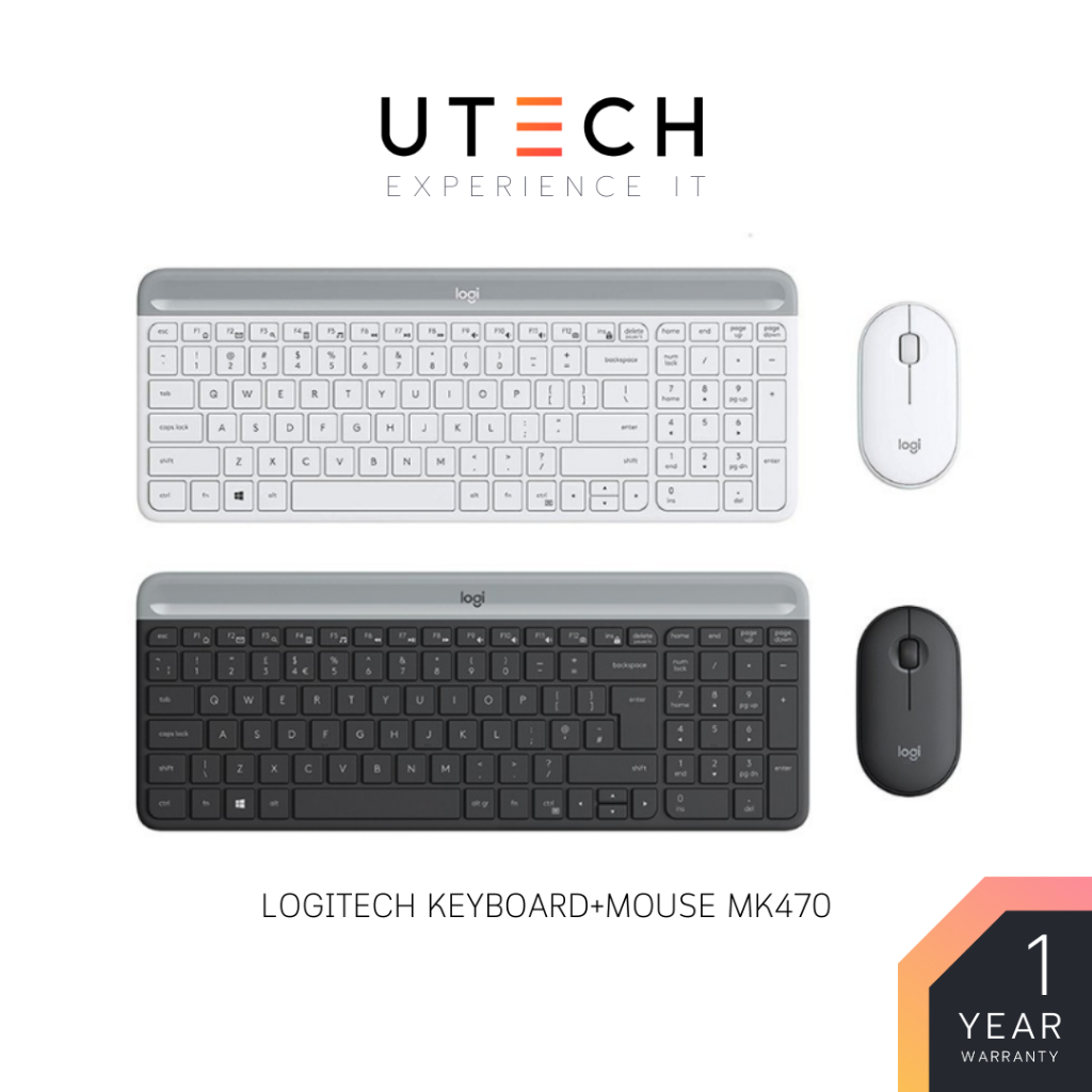 คีย์บอร์ด เมาส์ LOGITECH KEYBOARD+MOUSE SLIM COMBO MK470 by UTECH ...